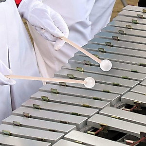 1 Pair Glockenspiel Mallets Hard Mallets Xylophone Mallets Hard Polymer Mallet Glockenspiel Sticks with Wood Handle for Energy Chime, Xylophone, Wood Block, and Bells