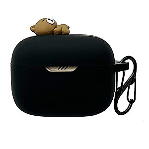 Cartoon Kawaii Case for JBL Tune 230NC TWS Earbuds, Seadream Portable Cute 3D Bear Animal Cartoon Silicone Scratch Shock Resistant Protective Cover with Carabiner (Bear)