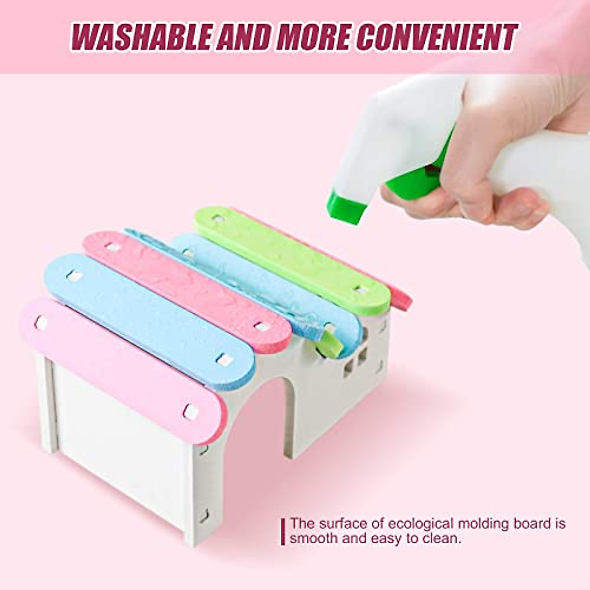 Dwarf Hamsters House DIY Wooden Gerbil Hideout Rainbow Bridge Swing and PVC Seesaw, Pet Sport Exercise Toys Set, Sugar Glider Syrian Hamster Cage Accessories, Suitable for Small Animal Habitat