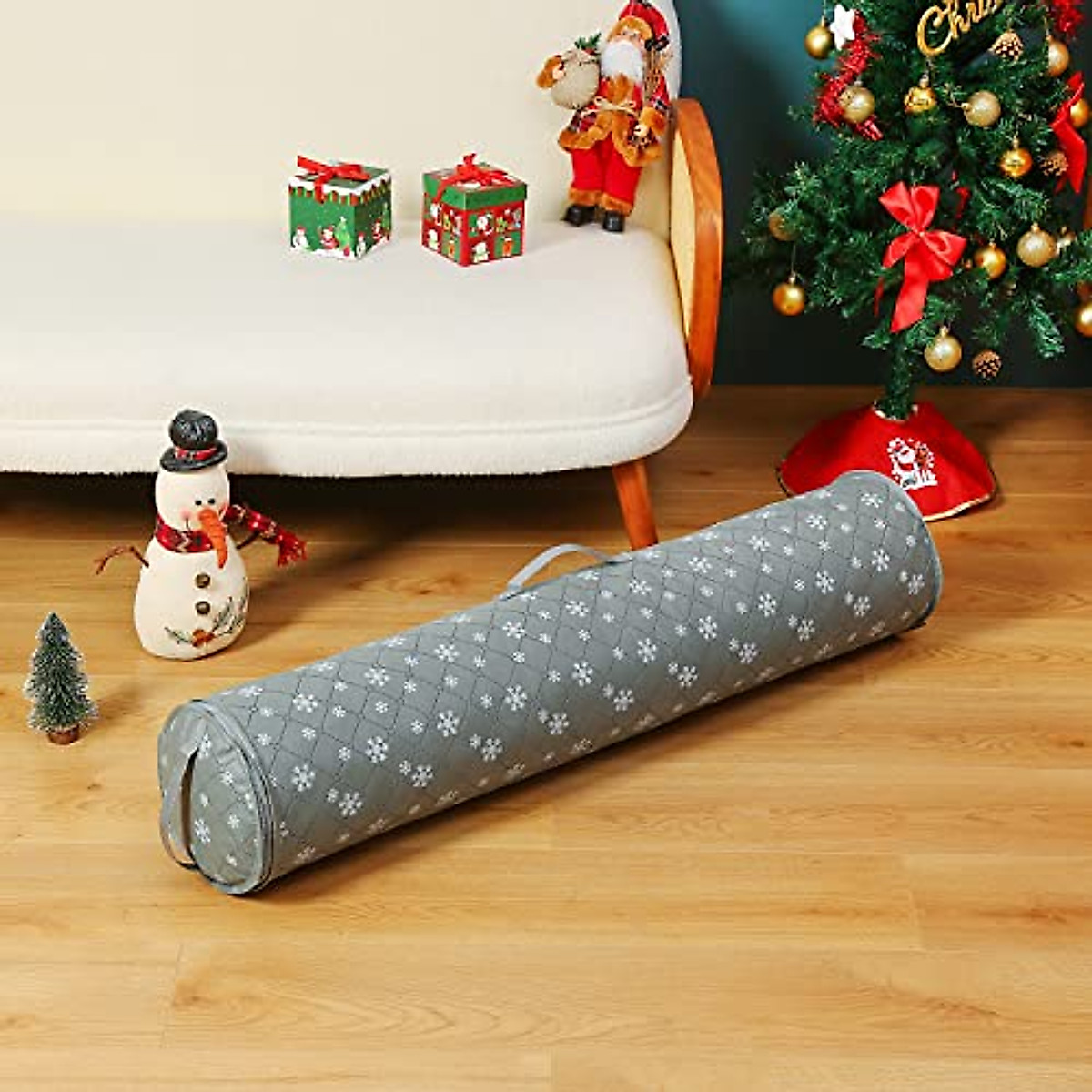 Mocolerno Large Thickened Wrapping Paper Storage Bag [2-Pack] Fits Rolls Upto 40" Wrap Organizers Containers Under Bed Wrapping Paper Storage Container (Gray)