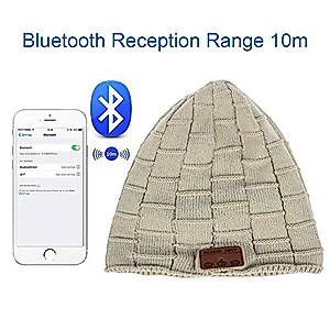 BearsFire Wireless Beanie Hat Headphone Stereo Speaker Mic Hands-Free Earphones Cap Unisex Winter Warm Thick Skull Knit Music Hat Gifts for Men Women Boys Girls Running Ourdoor Sports Gray