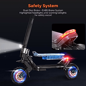 Atomi Electric Scooter Turbo-1 with Smart APP- 2400W Dual Motor Up to 31 MPH & 50km, 20AH Removable Battery, Long Range 34 Miles & 55km, 11" Knotty All Terrain Tires Off Road e-Scooter for Adults