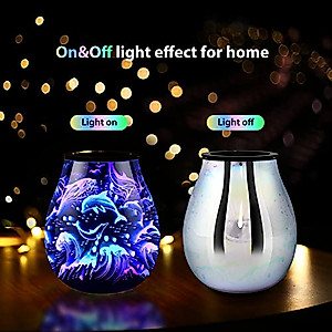 inrorans Dolphin Oil Burner 3D Glass Electric Wax Warmer Wax Burner for Scented Wax with 7 Colorful Changing Fragrance Warmer Ideal Gift for Home Wedding Festival Present…