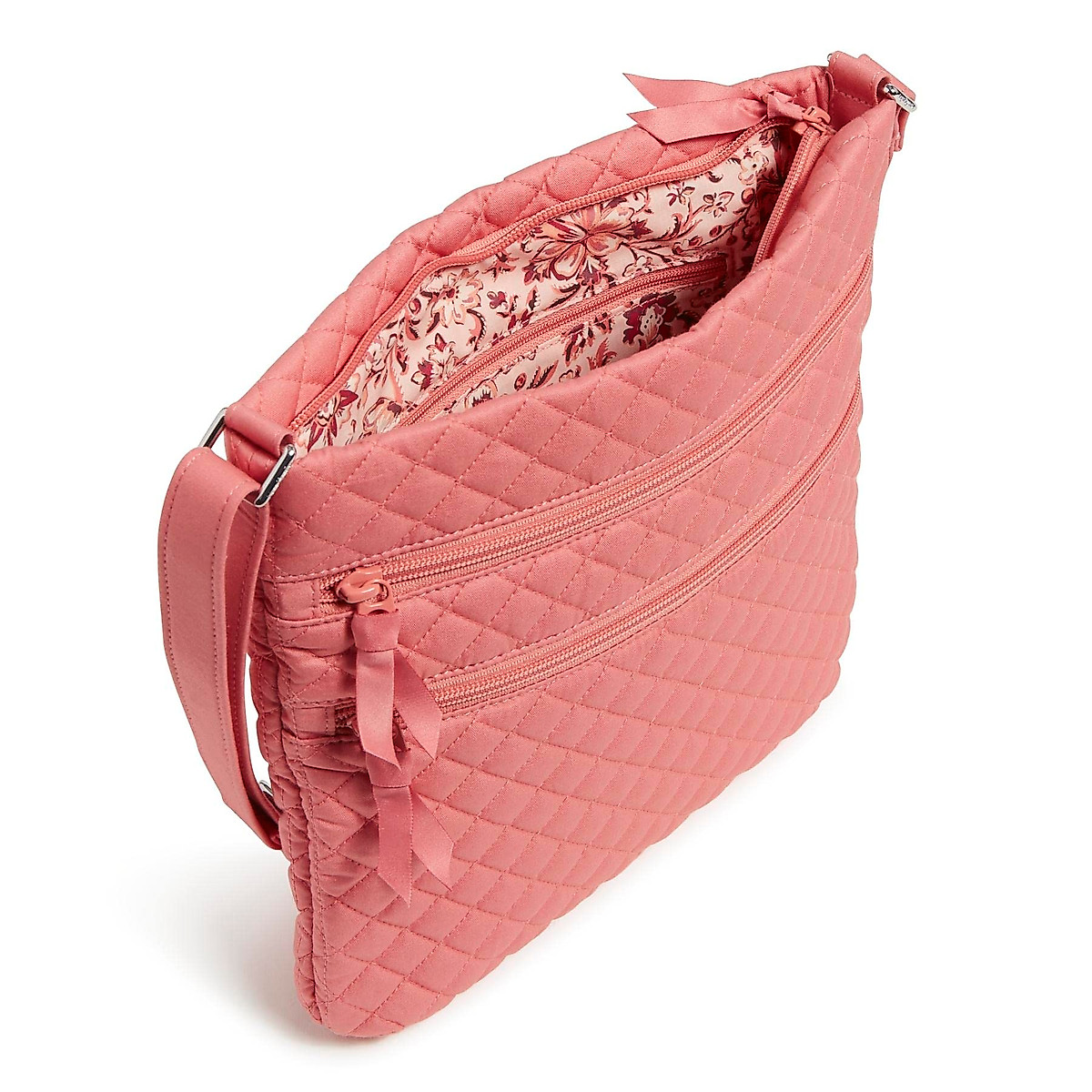 Vera Bradley Women's Cotton Triple Zip Hipster Crossbody Purse, Terra Cotta Rose - Recycled Cotton, One Size