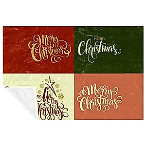 Merry Christmas Prints Soft Warm Cozy Blanket Throw for Bed Couch Sofa Picnic Camping Beach, 150×100cm