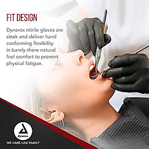 Dynarex Safe-Touch Black Disposable Nitrile Exam Gloves, Powder-Free, Used in Healthcare and Professional Settings, Law Enforcement, Tattoo, Salon or Spa, Extra-Large, 1 Box of 100