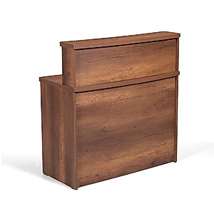 UGOS Mono Walnut Modern Reception Desk w/Transaction Counter | Laminate Desktop | Multifunctional Standing Front Desk for Home, Office, Salon, Spas, and Lobby (40 inch (100 cm))