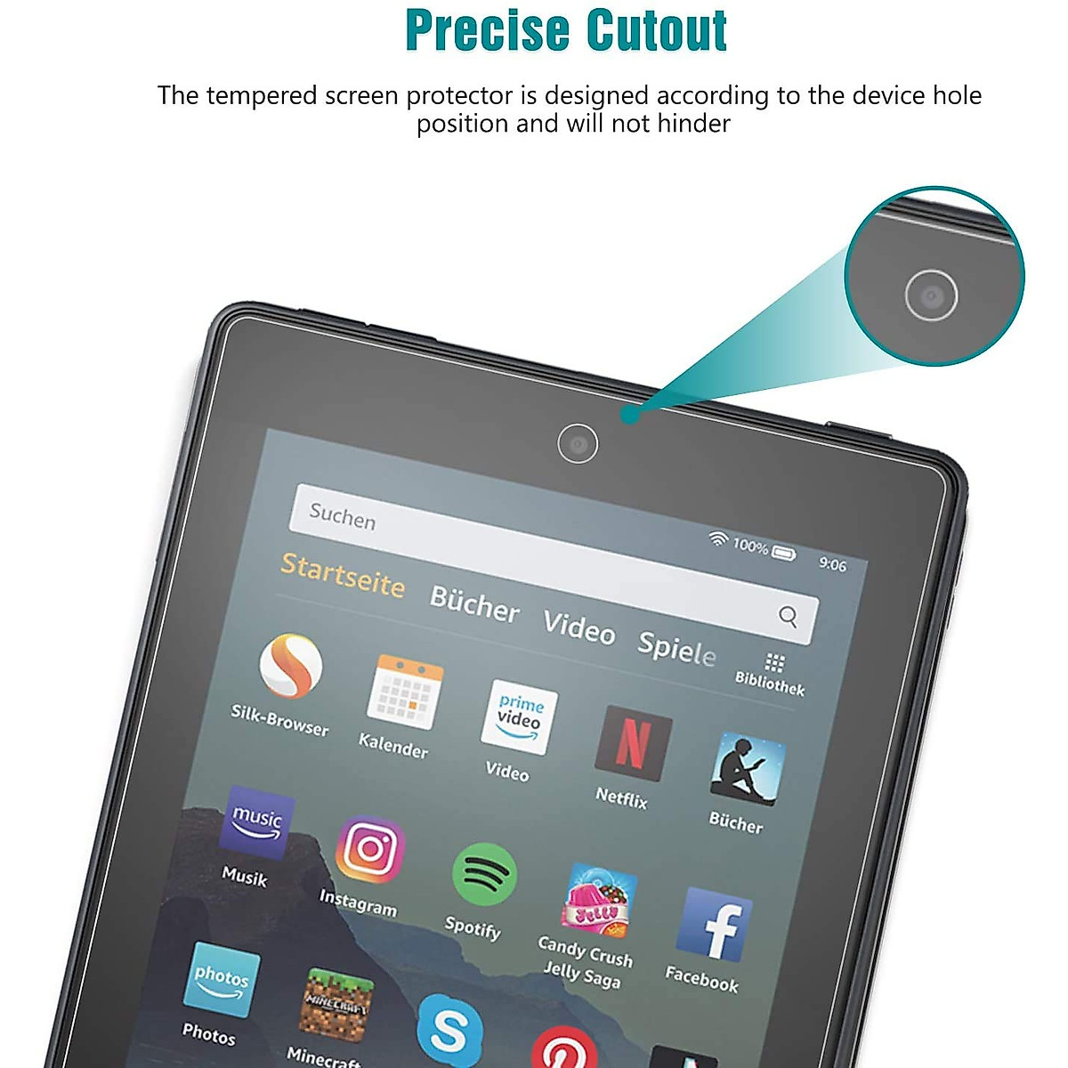 TANTEK [2-Pack Screen Protector for All-New Fire 7 / Fire 7 Kids Edition (9th/7th Gen, 2019/2017 Release),Tempered Glass Film,Ultra Clear,Anti Scratch,Bubble Free