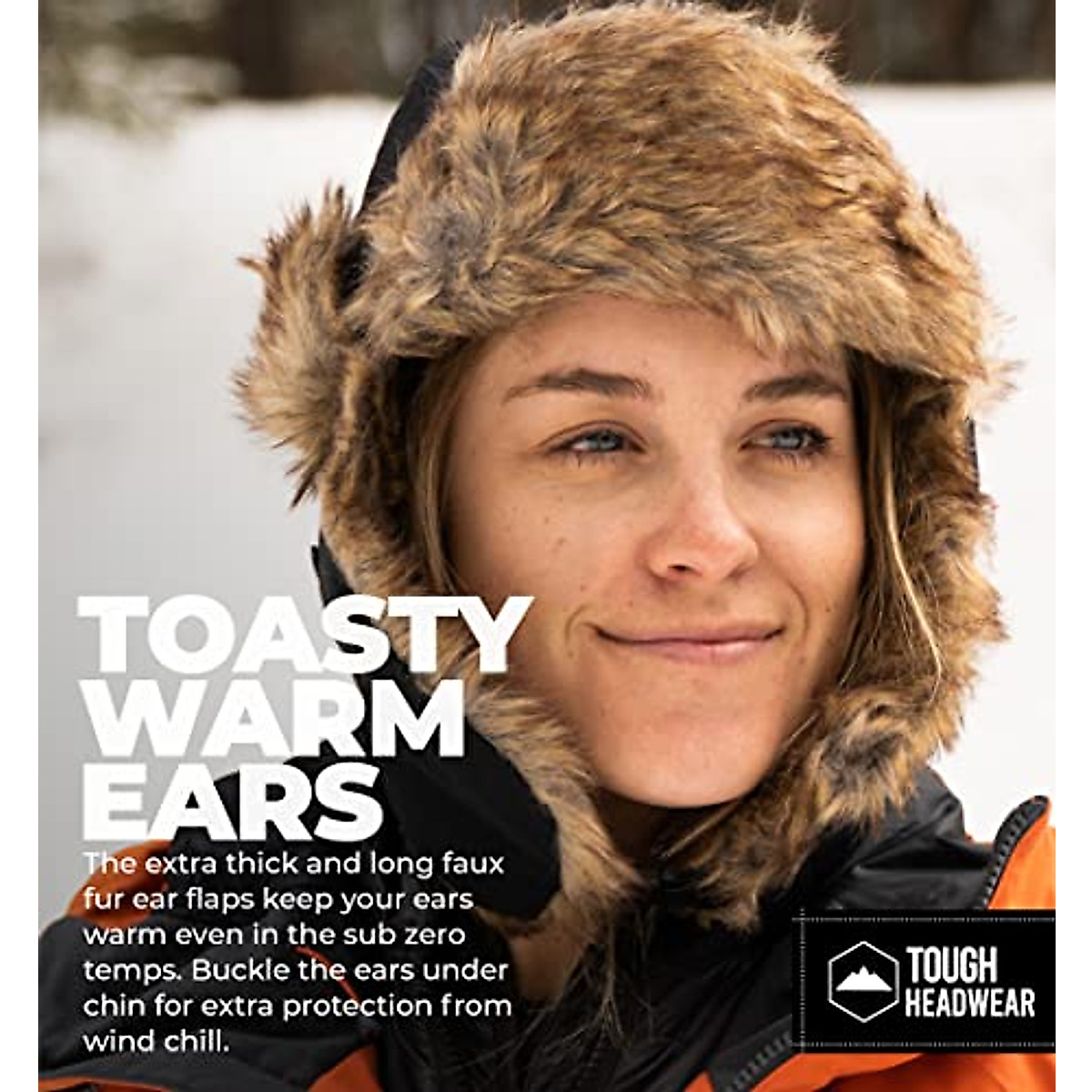 Tough Headwear Winter Trapper Hat - Russian Ushanka Trooper Aviator Hats for Men & Women - Snow Eskimo Hat with Ear Flaps