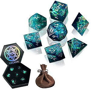 DND Dice Set Dungeon and Dragons Sharp Edge Dice Handmade Resin Polyhedral Dice RPG D20 Role Playing Gaming Dice for Party Games… (Style 5)