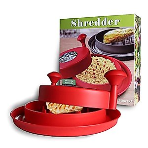 BOKEFA Chicken Shredder, Meat Shredder Tool Suitable for Pulled Pork, Beef and Chicken, Meat Shredding Claws with Handles and Non-Skid Base Suitable, 26.5CM/10.4IN Dishwasher Safe (Red)