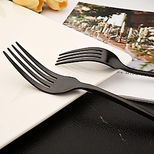 Snplowum 20-piece Black Cutlery Set, 18/10 Stianless Steel Silverware Heavy Duty Tableware Set Include Dinner Knife/Fork/Spoon, Service For 4, Mirror Polish