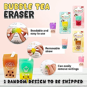 Primo Lines Kawaii Pencil Case and Complete 61 PCS Brown Kawaii Stationery Set with Pop Up Cute Boba Pencil Case, 8 Kawaii Pens, 50 Bubble Tea Stickers