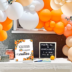 50 Little Cutie Orange Diaper Raffle Tickets and 1 Sign Baby Shower Games Orange Theme Guess How Many Cuties Sign with 50 Cards Orange Baby Shower Candy Guessing Game