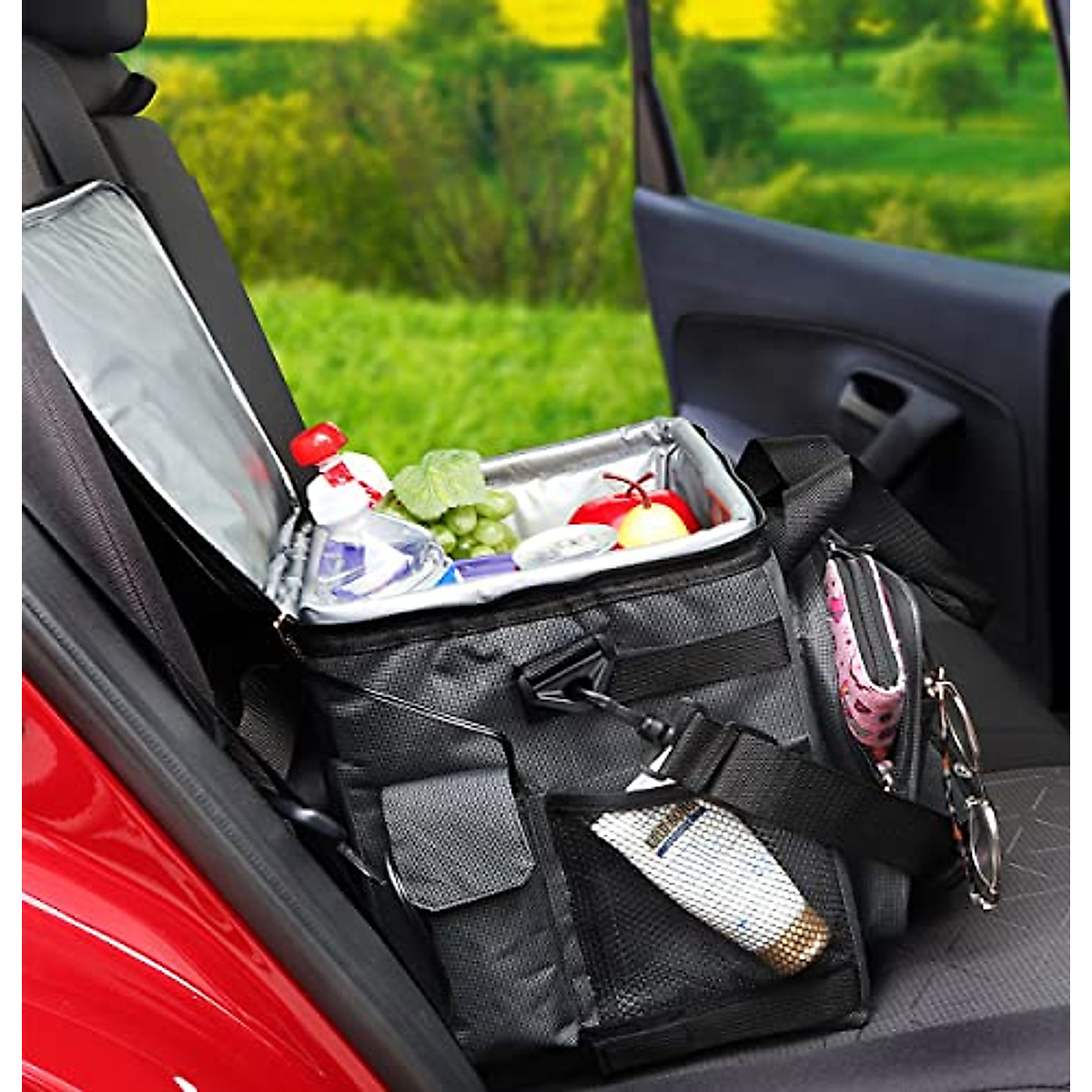 Koolatron Thermoelectric Iceless 12V Cooler Bag, 14 qt (13 L) Black/Gray Soft-Sided Portable Car Fridge w/DC Power Cord, Adjustable Shoulder Strap, Cord Storage, Travel Fishing Trucking Road Trip