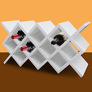 CeRaBuRET Ten-Cell Wine Rack, Wine Bottles Rack Wall-Mounted Wine Holder Shelf Liner Wine Cabinet Shelf, Countertop Free-Standing Wine Rack for Holding All Kinds of Wine  