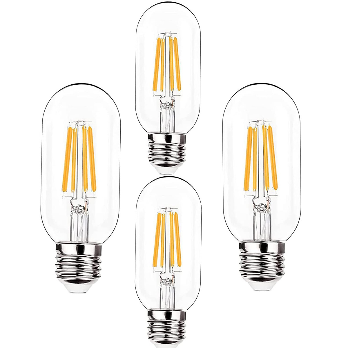 MMBGJKG Dimmable T45 LED Edison Bulb,2700K Warm White,5W Antique Tubular LED Filament Bulbs,60 Watt Equivalent E26 Base,Pack of 4