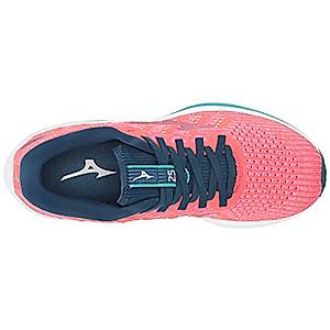Mizuno Women's Wave Rider 25 WAVEKNIT™ | neutral Support Running Shoe |Eco Friendly Materials | Waveknit- Cayenne/Phlox Pink | US 8.5