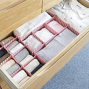 acDesign 40Pcs Grid Drawer Dividers, Adjustable Drawer Organizer for Socks, Underwear, Lingerie, Makeup, Bedroom Office Kitchen Storage (Pink)