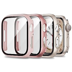 [3 Packs] Case for Apple Watch 40mm SE Series 6 Series 5 Series 4 with Tempered Glass Screen Protector,Hard PC Protective Bumper and Ultra-Thin Face Cover for Iwatch SE/6/5/4 40mm(3 Colors)