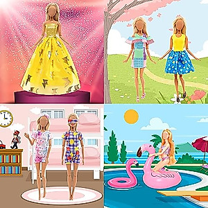 BARWA 35 Pack Doll Clothes and Accessories 5 PCS Fashion Dresses 3 PCS Gown Dresses 3 Bikini Swimsuits 5 Outfits 10 Shoes 5 Glasses for 11.5 inch Doll