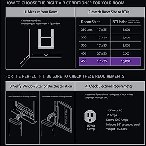 LG 10,000 BTU (DOE) / 14,000 BTU (ASHRAE) Smart Portable Air Conditioner, Cools 450 Sq.Ft. (18' x 25' room size), Smartphone & Voice Control works with LG ThinQ, Amazon Alexa and Hey Google, 115V