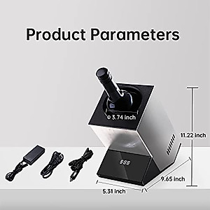 Wine Chiller Electric,Cobalance Wine Chillers Bucket for 750ml Red & White Wine or Some Champagne,Stainless Steel Single Bottle Iceless Wine Cooler,Kitchen Bar RV Wine Accessory,Gift for Wine Lovers