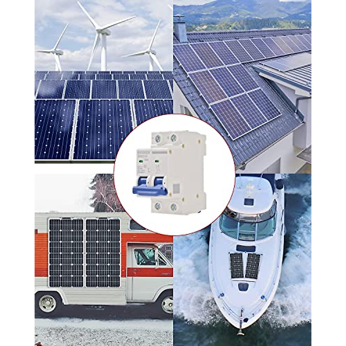 BASKER DC Circuit Breaker, 20Amp 2 Poles 500V Solar Disconnect Switch for Solar PV System Solar Panels Grid System, DIN Rail Mount, DC Breaker MCB (20A)