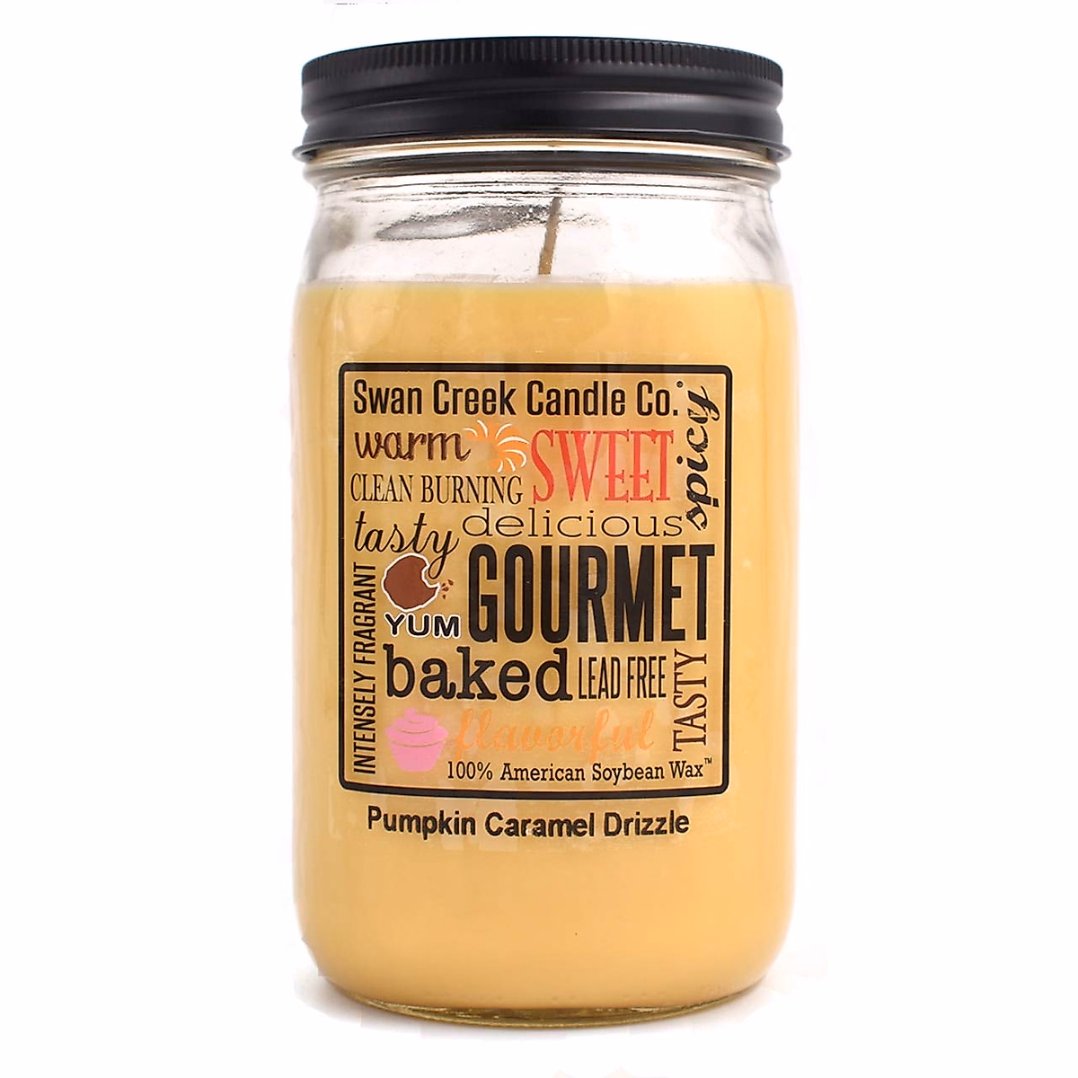 Swan Creek 100% American Soybean 24 Oz. Jar Candle - Pumpkin Caramel Drizzle