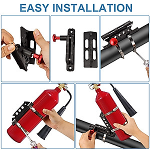 Quick Release Fire Extinguisher Holder Mount Bracket High Density Nylon Roll Bar Mount Bottle Holder Adjustable with 4 Clamps for Wrangler TJ JK JL JKU UTV Polaris RZR Ranger