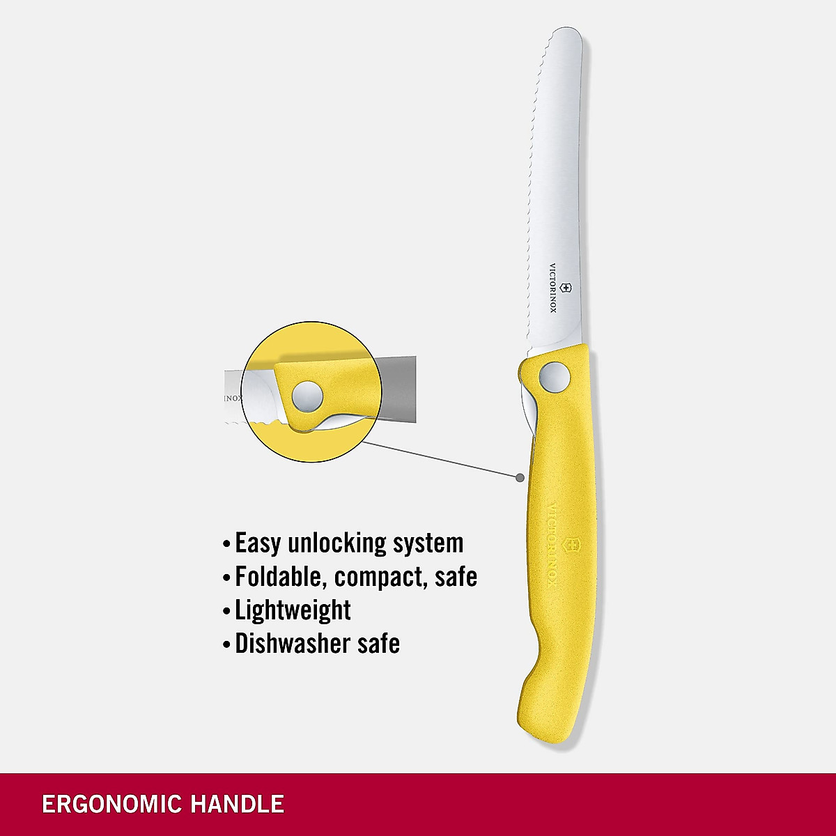 Victorinox Swiss Classic Foldable Paring Knife, Wavy Edge Yellow 4.3 in