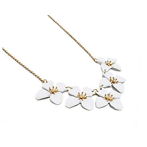 POMINA Floral Flower Bib Necklace Fashion Statement Flower Collar White Necklace for Women (Flower Bib- White)