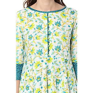 Janasya Indian Tunic Tops Cotton Kurti for Women (JNE2086-KR-389-S)