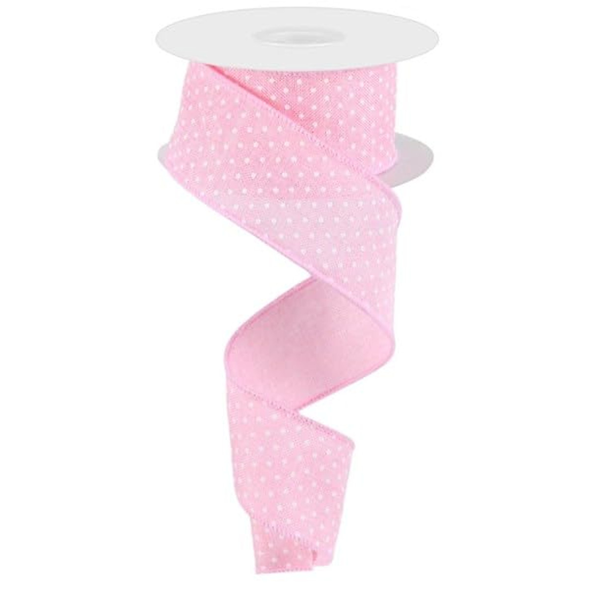 Pink with White Polka Dot Accent Wired Ribbon, 1.5 inch x 10 Yard