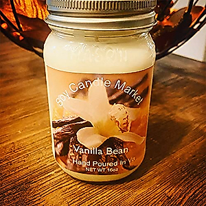 Soy Scented Candles | Handmade & Highly Aromatic Candles Burns Upto 85 Hours in Glass Jar - Perfect for Home Decor, Wedding, Birthday, Dinner (Vanilla Bean, 16 oz)