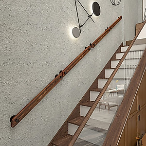 Handrail Rustic Wood Handrail 1.6ft-20ft Kit, Non-Slip Handrails for Indoor Stairs, Wall Home Corridor Lofts Railings Grab Bar (Size : 150cm)