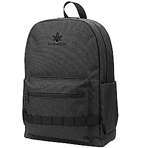 KOSMCCO Smell Proof Medium Backpack with Lock, Unisex Activated Carbon Lining Backpack for Travel Commuter, Black/28.0L