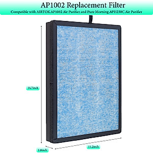 Nyingchi AP1002 Replacement Filter,Compatible with AIRTOK® AP1002 and Pure Morning APH230C Air Purifier, H13 True HEPA 3 in 1 Filter,2-Pack