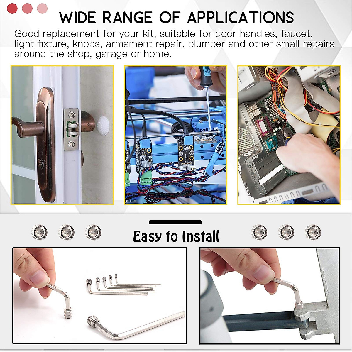 Hilitchi 240Pcs 19Sizes SAE Stainless Hex Allen Head Socket Set Screws Grub Screw Bolts Assortment Kit Internal Hex Drive Cup-Point Screws with 7 Hex Wrenches