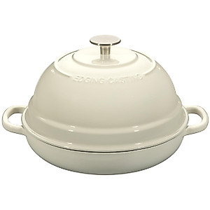 EDGING CASTING Enameled Cast Iron Dutch Oven Pot with Lid, Round Bread Oven for Homemade Sourdough Bread Baking, 6 Quart, White