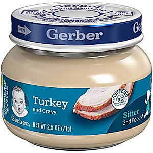 Gerber 2nd Foods 12 Total 2.5 Ounce Jars of Each Flavor (3 Turkey & Turkey Gravy, 3 Ham and Ham Gravy, 3 Chicken & Chicken Gravy, 3 Beef and Gravy)