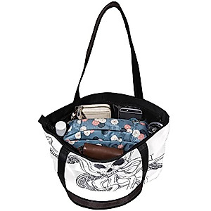 Women's Personalise Twill Work Tote Bag Human Skull with Tentacles