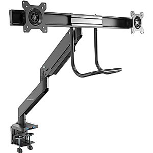 StarTech.com Desk Mount Dual Monitor Arm with USB & Audio - Slim Adjustable Dual Monitor VESA Mount for up to 32" (17.6lb/8kg) Displays - Ergonomic Articulating - C-Clamp/Grommet (ARMSLIMDUAL2USB3)