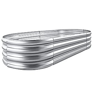 Land Guard Galvanized Raised Garden Bed Kit, Galvanized Planter Raised Garden Boxes Outdoor, Oval Large Metal Raised Garden Beds for Vegetables………
