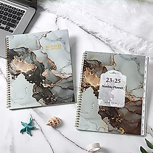 Monthly Planner 2023-2025 - 2023-2025 Monthly Planner With Tabs, Jul. 2023- Jun. 2025, 9” x 11”, 24 Monthly Planner with Flexible Cover, Back Pocket, Twin-Wire Binding - Black Waterink