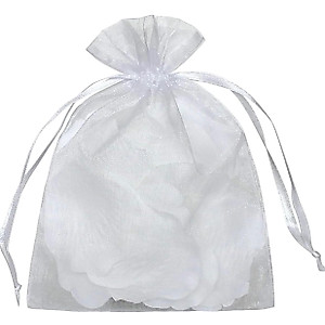YunKo 50pcs Organza Bags 6x9 Inches Drawstring Gift Bags Mesh Gift Bags White Sheer Organza Wedding Favor Bags