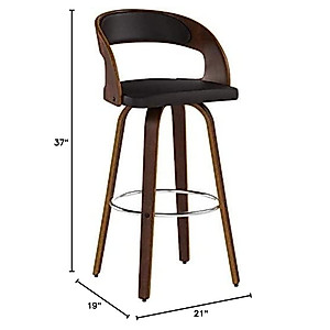 Armen Living Shelly 26" Counter Height Barstool in Brown Faux Leather and Walnut Wood Finish