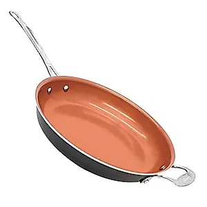 Gotham Steel 14” Nonstick Frying Pan with Ultra Durable Mineral and Diamond Triple Coated Surface, Family Sized XL Skillet with Stainless Steel Stay Cool & Helper Handle, Oven and Dishwasher Safe