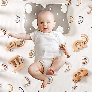 Organic Wooden Baby Rattle Toy Montessori Rattle Roller Waldorf Inspired Grasping Toddler Toys