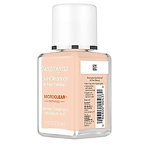 Neutrogena SkinClearing Oil-Free Acne and Blemish Fighting Liquid Foundation with Salicylic Acid Acne Medicine, Shine Controlling, for Acne Prone Skin, 80 Medium Beige, 1 fl. oz